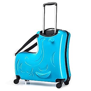 RUTILY Ride On Suitcase for Kids 20" Fashionable Unisex Kid Rolling Carry On Luggage with 4 Universal Wheels and Password Lock Recommended Age 2-8 Years Old Load Bearing 110LB (Blue)