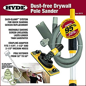 Hyde Tools 09175 Drywall Vacuum Sander, SILVER ,GRAY, With Pole