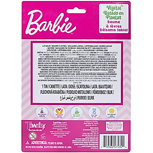 Barbie – Townley Girl Plant Based 4 Pk Swirl Lip Balm with Tin Case Makeup Cosmetic Set for Kids and Girls, Ages 3+, Perfect for Parties, Sleepovers & Makeovers