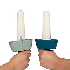 Mango Co. Silicone Popsicle Holder For Kids No Drip With Built In Straw 2 PACK (Dark Green/Sage)