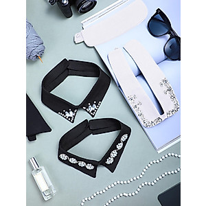 Giegxin 6 Pieces Rhinestones Half Shirt Blouse Dickey Collar Fake Collar Rhinestone Shirt Detachable Collar for Women Outfits(Black and White)