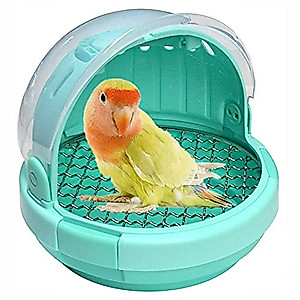 Bird Carrier with Handle - Parrot Carrier Lightweight Portable Pets Suitcase Transparent Breathable Warm Nest Bed for Parakeet Macaw Cockatiels Conure Lovebird Parrot Birds Accessories (Green)