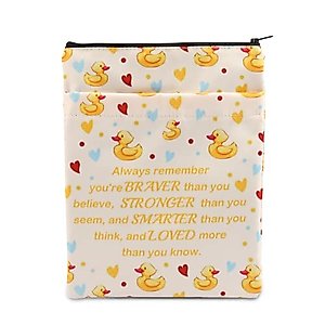 WSNANG Duck Gifts for Duck Lovers Duck Book Sleeve with Zipper Duck Book Protector Pouch Sleeve Book Cover for Paperback Animal Lover Gift (Duck BS)