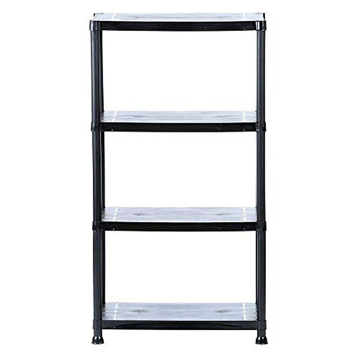 Black Plastic Shelf 4 Shelves 15 inches D x 28 inches W x 52 inches H - Storage Shelves - Storage Rack - Plastic Shelving Unit - Kitchen Shelves.