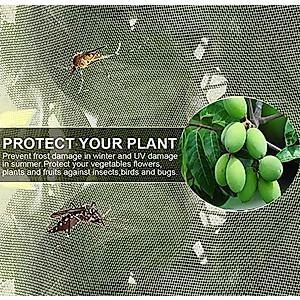 Unves Large 2 Pcs Garden Plant Netting Bird Barrier Mesh Fruit Tree Netting with Drawstring, 3 x 4.5ft Plant Cover Netting Bags Protect Plant Fruits Vegetables Flower from Bird Eating