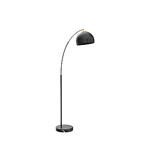 GETINLIGHT 66" Modern Black Metal Arc Floor Lamp with Inner Gold Metal Shade and Black Marble Base, LED Bulb Included, IN-0806-1-BK