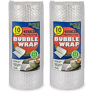 SteadMax 2 Pack Bubble Cushioning Wrap Rolls, 12” x 20’ Total, 3/16” Bubbles, Perforated Every 12”, Packing, Shipping, Moving Supplies (Pack of 2)