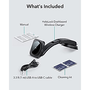 ESR Dashboard Magnetic Wireless Car Charger (HaloLock), Compatible with MagSafe Car Charger, Fast Charging, Dashboard Car Phone Holder Mount for iPhone 14/13/12 Series, Car Accessories, Black