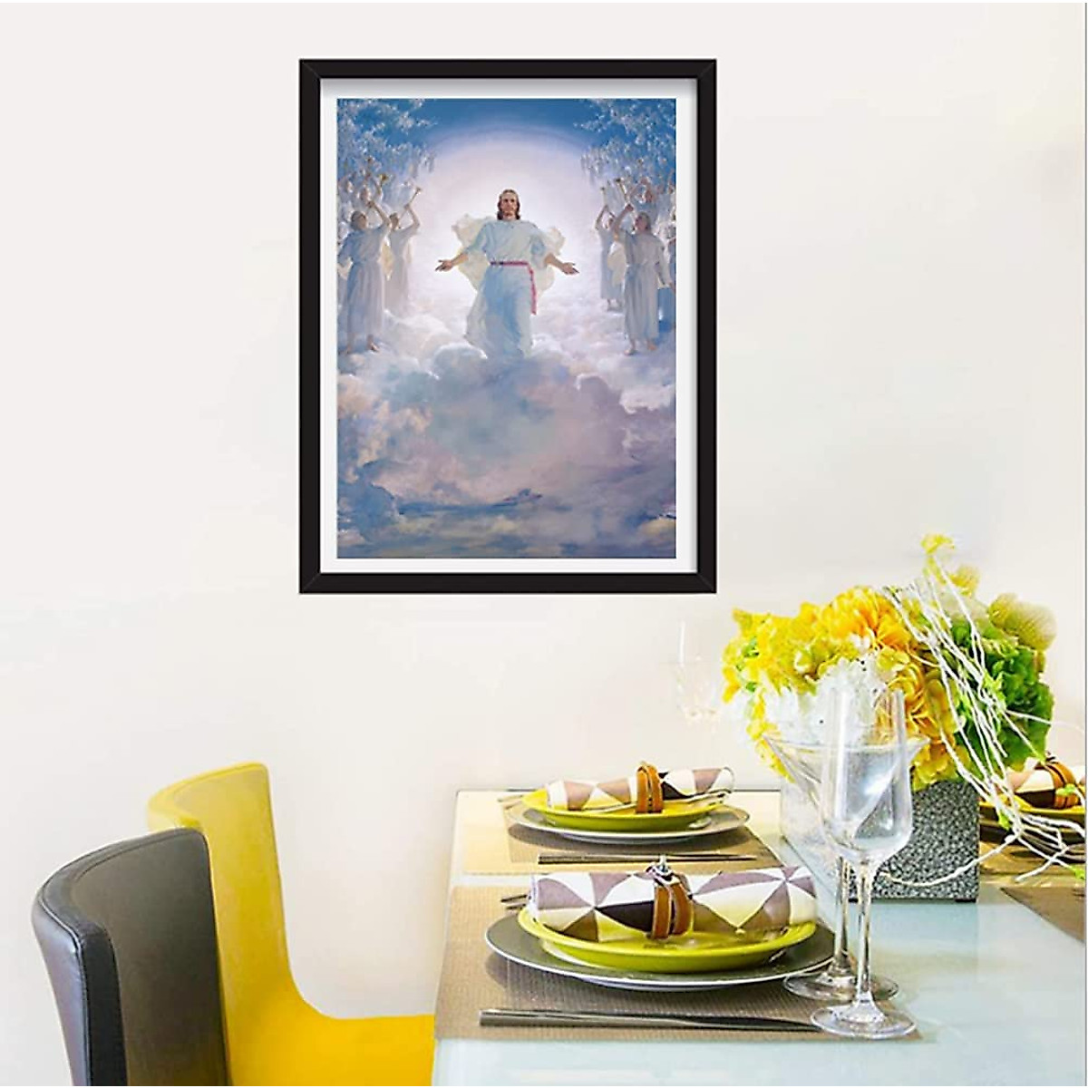 F-CANLAN Diamond Painting Kit Angel Jesus Full Drill (14X18 inches, Round, Oil, Clear) for Adult Religion Room Decor