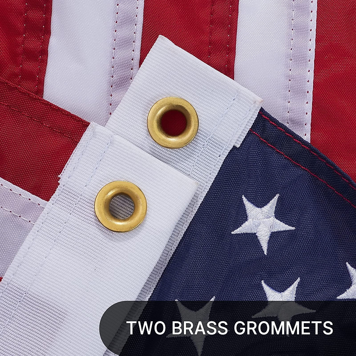 A-ZCOVER American Boat Flag 12x18 Inch Made in USA - with Embroidered Stars Sewn Stripes and 2 Brass Grommets - Heavy Duty Nylon Marine US Flags for July 4 Decorations Outdoor