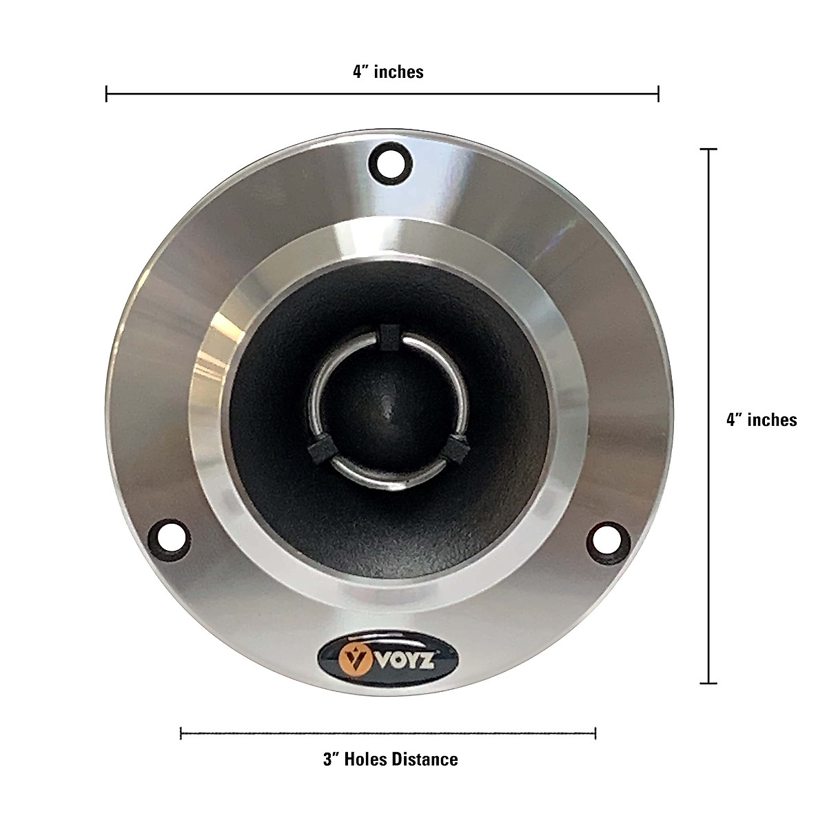 VOYZ 400 Watt Super Tweeter 2KHz - 20KHz - 1” Super Horn Heavy Duty Bullet Tweeter Titanium Diaphragm 4 ohms Chrome Finish with Crossover Capacitor (1 Pair)