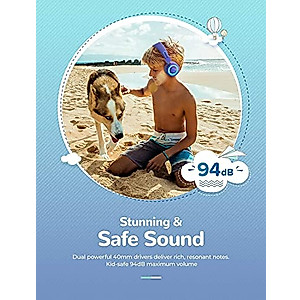 iClever BTH02 Kids Headphones Bundle, Kids Wireless Headphones with MIC, 22H Playtime, Bluetooth 5.0 & Stereo Sound, Foldable, Adjustable Headband, Blue&Pink