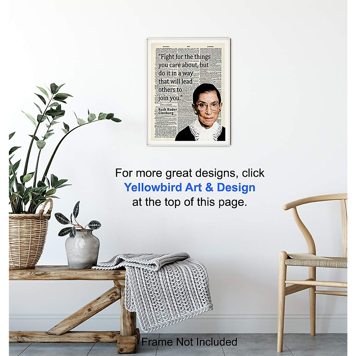 Ruth Bader Ginsburg Wall Art - RBG Motivational Quote Home Decor, Room Decoration for Office, Bedroom - Inspirational Gift for Women, Attorney, Lawyer, Liberal Feminist - Picture Poster Photo Print