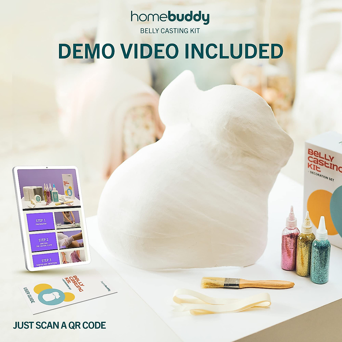 HomeBuddy Belly Casting Kit Pregnancy - All in One - DIY Pregnancy Belly Casting Kit for Expecting Moms