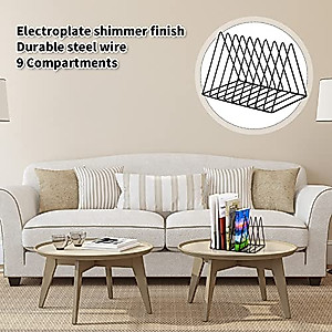 6 Pieces Triangle File Holder Metal Vinyl Record Stand Holder Record Dividers Vertical Vinyl Stand Holder Record Album Holder Magazine Shelf Bookshelf Photography Props for Home Office Decor (Black)