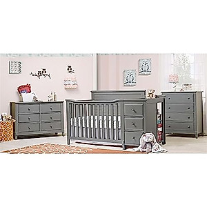 Sorelle Furniture Berkley Baby Dresser – Dresser for Nursery, Kids Bedroom Furniture, Dresser Drawers, Nightstand for Child’s Room with Drawers, Nursery Furniture for Infant-Gray