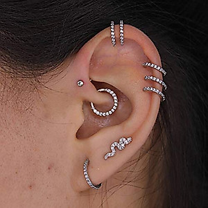 OUFER Gold Hinged Segment Earring Hoop 16G Stainless Steel with Cartilage Earrings Clear CZ Paved Tragus Helix Earrings Cartilage Earring Septum Nose Ring Hoop