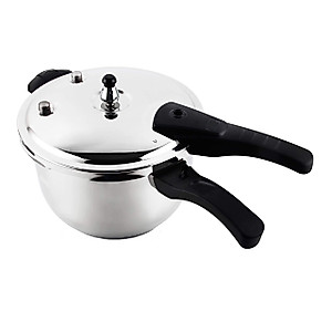 Super Quality Stainless Steel 304 Pressure Cooker, Six Over-pressure Safety Systems, Silver Color, One Extra Rubber Gasket, Gift Box, Mirror Polish, Three Layer Compound Bottom (13.4 QT (Dia 34 cm))