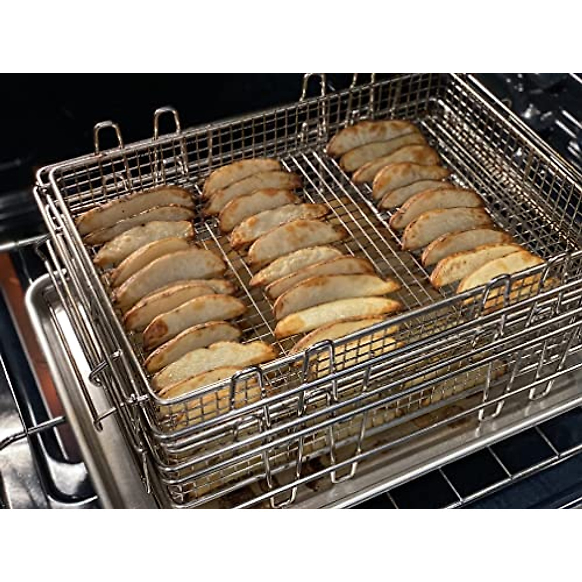 Basquettes for Ovens and Grills - Air-Fry, Crisp, Roast, Rotisserie, Dehydrate, Grill, Smoke. Use as Air Fryer Tray, BBQ Accessory, Crisper. High-Capacity 6-Piece Basket Set