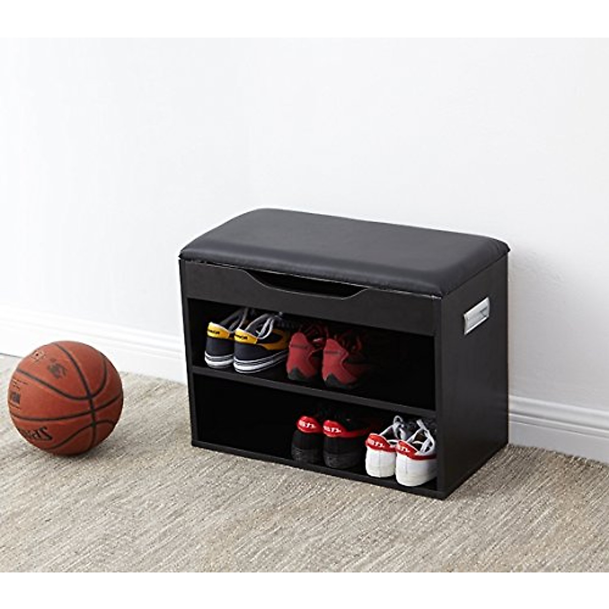 DormCo Yak About It Compact Shoe Rack Bench with Top Cushion - Black