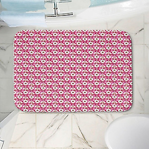 Dia Noche Designs, Bath and Kitchen Floor Mats, Small 24 x 17 in, BR-PaperMosaicPatternRedWhite1