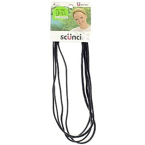 Scunci No-Slip Grip Flat Headwraps, Black 4 ea (Pack of 2)