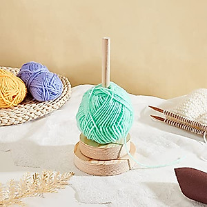 PH PandaHall Wood Yarn Holder with Twirling Mechanism, 1 Set Classic Wooden Spinning Yarn Thread Holder 10x19.9cm/3.9x7.8" Rotatable Skein Holder for Knitting Embroidery, Dia 12mm Stick, Burlywood