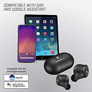 Volkano IPX4 True Wireless Earphones Bluetooth Earbuds with Charging Case, 18 Hour Playtime Typc-C Fast Charging, Auto Reconnect, Lightweight Pocket-Sized [Black] - Taurus Series