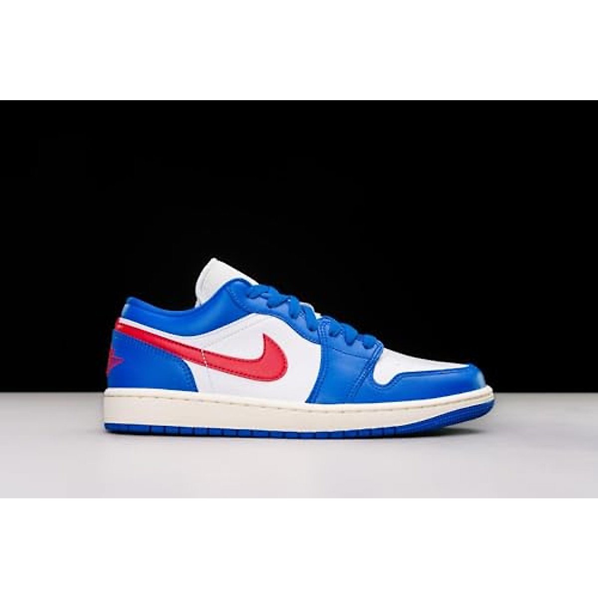Nike Jordan Women's Air Jordan 1 Low Sneakers (Sport Blue/Grym Red-White-Sail, 8.5)