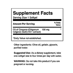 Swanson Oregano Oil 10:1 Extract-Natural Supplement Promoting Digestive Health-Respiratory & Urinary Tract Health Support (120 Softgels, 150mg Each)