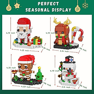eirix Christmas Building Block Set: Christmas Building Bricks Brickheadz Kit for Kids Ages 6+ and Adults, Xmas Home Decor with Santa Snowman Gingerbread Man and Elk Figures