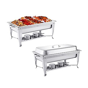 ORDINNER KIT 2 Pack 8QT Chafing Dish Buffet Set,Buffet Severs and Warmers Stainless Steel Chafer Set with Foldable Frame Chafing Server Set Food Warmer for Parties Catering Chafers C309