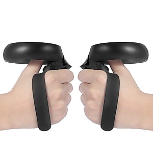 HIJIAO Hand Grip Straps Accessories for Oculus Quest, Oculus Quest 2, Rift S VR Gaming Headset Controller(black (1 Pair))