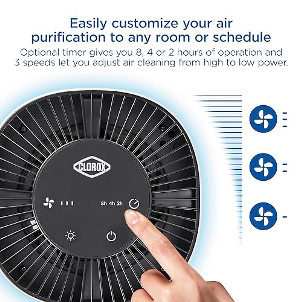 Clorox Air Purifiers for Home, True HEPA Filter, Small Rooms Up to 200 Sq Ft, Removes 99.9% of Mold, Viruses, Wildfire Smoke, Allergens, Pet Allergies, Dust, AUTO Mode, Whisper Quiet