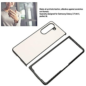 Shockproof Wear Resistant Phone Case for Samsung Galaxy Z fold 5 Case, PU Leather Flip Phone Cover for Samsung Fold 5 (Two Color Lychee Pattern White)