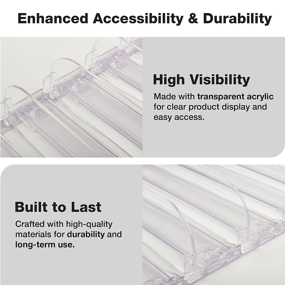 NEXTLEVEL FIT Pack of 3 Dividers for Shelf Pushers - Hardware Accessories for Smoke Shop, Convenience Store - Drink, Box & Cigarette Display Dispenser Organizer - for Gondola Shelves 15" & Above