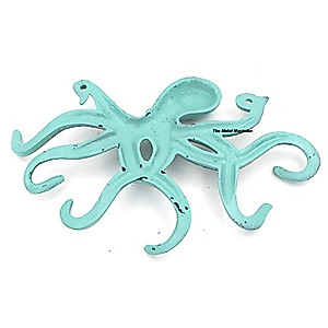 Swimming Octopus Key Hook Antique Look/Distress Green/Vintage Hook/Sea Theme Hook/Coastal Hook and Swimming Octopus Key Hook Antique Look/Distress White/Vintage Hook/Sea Theme Hook/Coastal Hook