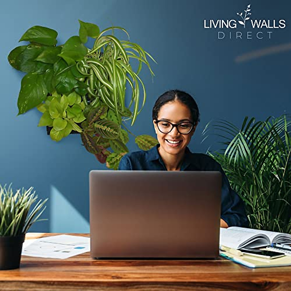 Living Walls Direct Wall Planter | Bustani 2x2 Vertical Garden | 4 Pot Living Wall Planter - Easy to Create Indoor Living Wall for Home/Office | Great Decor for Patios & Entryways | Made of Plastic