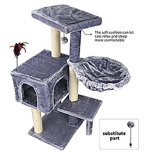 AIWIKIDE 002G Cat Tree has Scratching Toy with a Ball Activity Centre Cat Tower Furniture Jute-Covered Scratching Posts Grey …