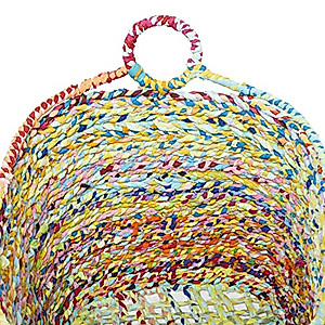 CosmoLiving by Cosmopolitan Cotton Round Storage Basket with Handles, 23" x 18" x 18", Multi Colored