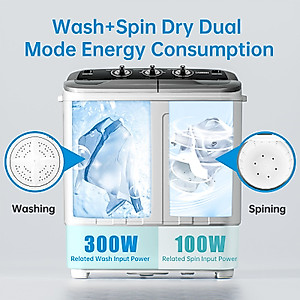 Ceamorfco Portable Washing Machine, 18lbs Portable Washer and Dryer Combo for Laundry, Twin Tub Washing Machine 11lbs Washer & 7lbs Spinner, Lavadora Portatil for Apartments, RVs, Camping, Dorms