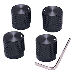 Taiss/ 4pcs black Aluminum Rotary Electronic Control Potentiometer Knob for 6 mm Diameter Shaft, Volume Control Knob, Audio knob, Guitar Knob，Switch Knob, 17mm dia. x 17mm height