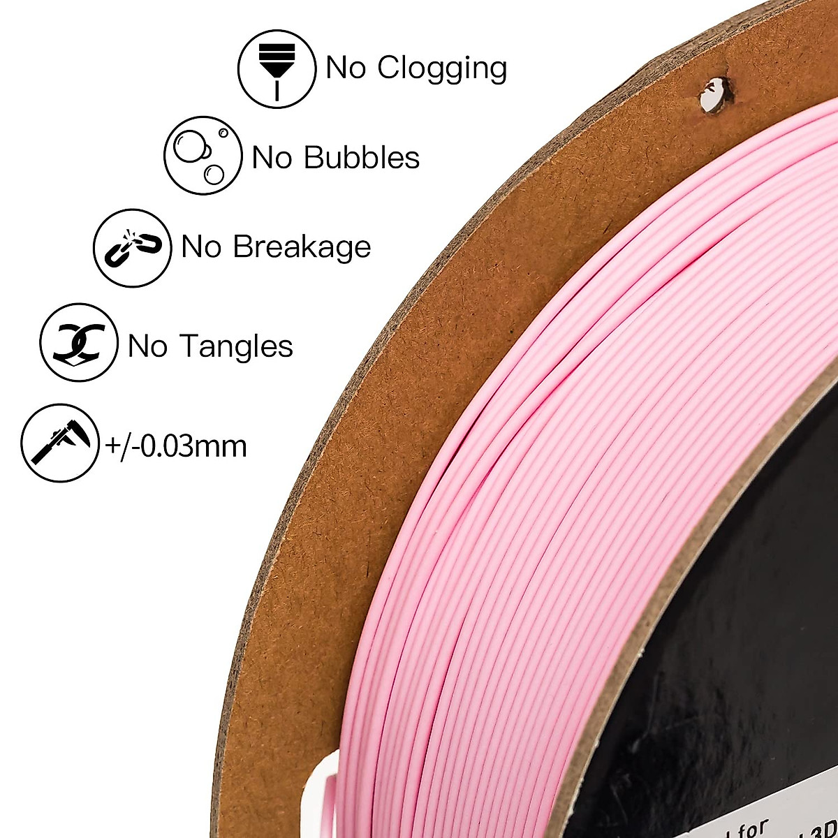 INLAND Micro Center Matte PLA Filament 1.75mm, Matte Pink 3D Printer Filament, Matte 3D Printing Filament 1kg Cardboard Spool (2.2 lbs), Dimensional Accuracy +/- 0.03mm, Pink Matte Finish