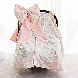 Baby Carseat Canopy Cover with Bow for Girls Boys with Bow Stroller and Cart Cover Carseat Nursing Cover for Newborn