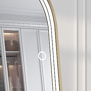 Wellynap 64"x21" LED Mirror Full Length Dressing Mirror, Arched Full Length with Stand, Gold Floor Mirror Freestanding, Modern Simple Home Decor for Bedroom Living Room (Gold)