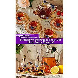 Pretty Glass Tea Sets for Women, Small Coffee Espresso Shot Tea Cups of 4, Flower Teapot and Cup Set, Clear Tea Kettle, Fancy Tea Set for Adults Girls Kids Tea Party, Gift for Women Mom Wife Christmas