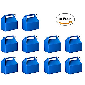 Hammont Party Favors Paper Treat Boxes (10 Pack) Blue Colored Paper Containers & Boxes Treat Container Cookie Boxes Cute Designs Perfect for Parties and Celebrations 6.25" x 3.75" x 3.5"