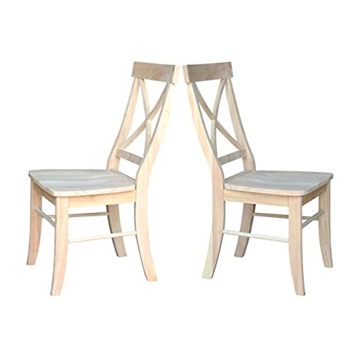 International Concepts Pair of X-Back Dining Chairs, Unfinished Wood