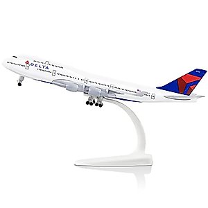 Lose Fun Park 1/300 Diecast Airplanes American Delta Airplane Model Airplane Boeing 747 Model Plane for Adults Collection Office Desktop Decoration Birthday Gift