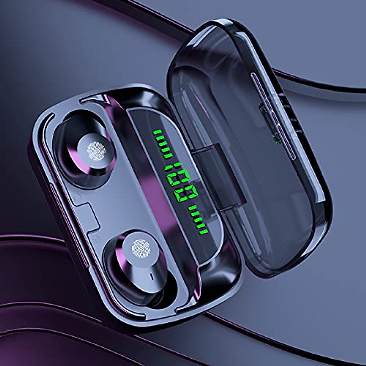 Gaweb Earphones, M5 TWS Bluetooth 5.1 Wireless in-Ear Earbud Earbud Headset with LED Digital Display for Home Gym Office - Black